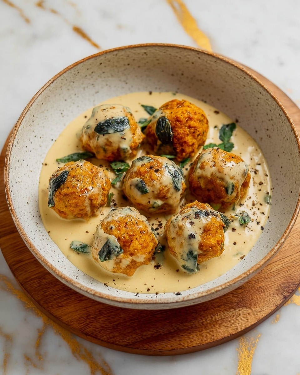 Pumpkin Chicken Meatballs in Sage Cream Sauce - Cozy & Flavorful